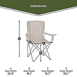 TIMBER RIDGE Collapsible Armrests Cup Holder & Carry Mat & Pet Leash Heavy Duty Foldable Chair for Outdoor Lounge Lawn Beach, Support 300 lbs, Earth Brown