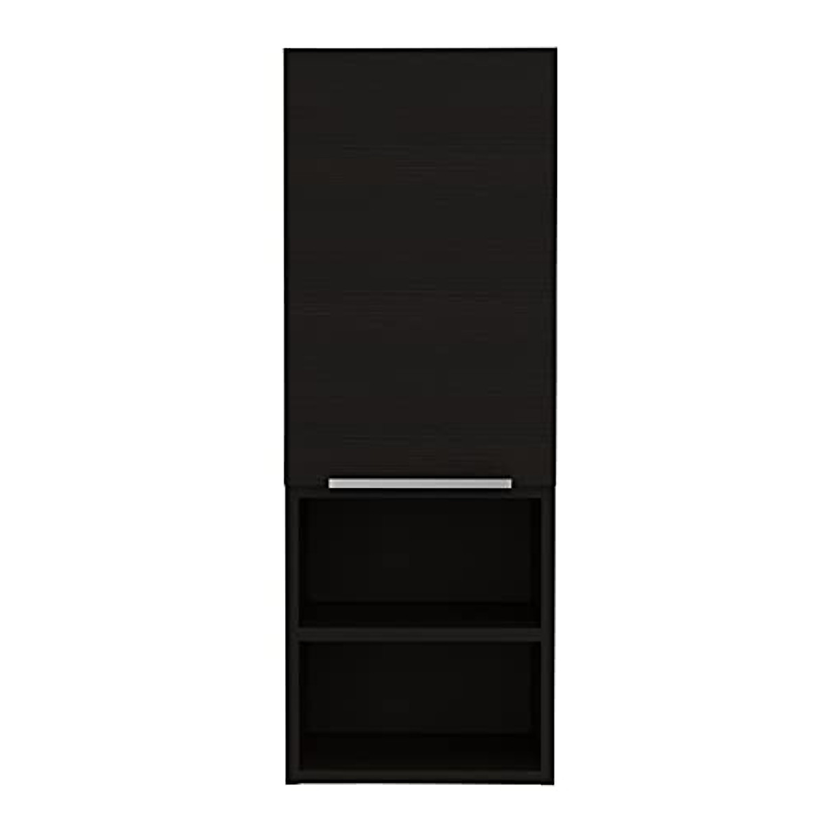 Tuhome Mila Wall-Mounted Bathroom Medicine Cabinet with Open & Closed Storage, Black Wenge