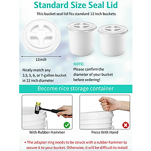 Chunful 3 Pieces 5 Gallon Screw Top Lids Bucket Seal Lid Leak Proof for Plastic Bucket Compatible with Gamma (White)