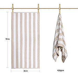 LULUHOME Plush Oversized Beach Towel - Fluffy Cotton Thick 36 x 70 Inch Chiffon Striped Pool Towels, Large Summer Cabana Swimming Towel for Adults