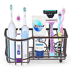 Simple Houseware Multi-Functional 6 Slots Toothbrush Holder, Bronze