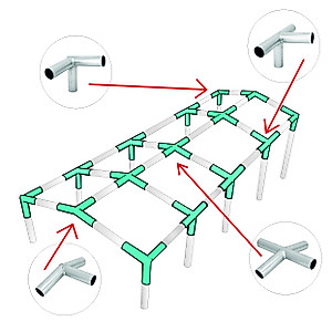 INS Import Canopy Fittings Kit Low Peak Frame Carport Connectors, Full Set for 6, 8, 10 Legs, Choose Size (for 10 Legs)