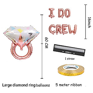 KUNGOON I Do Crew Balloons Banner,I Do Engagement Party Sign, Diamond Ring Theme Bridal Shower/Bachelorette/Wedding/Anniversary Party Supplies Decorations.(Rose Gold)
