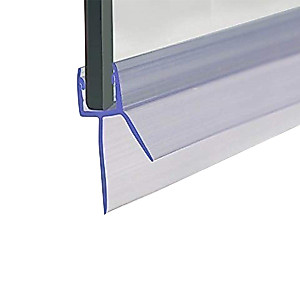 Cozylkx Frameless Shower Door Bottom Seal with Drip Rail 3/8" Thick Glass 33" Long Sweep - Glass Door Seal Strip Stop Shower Leaks