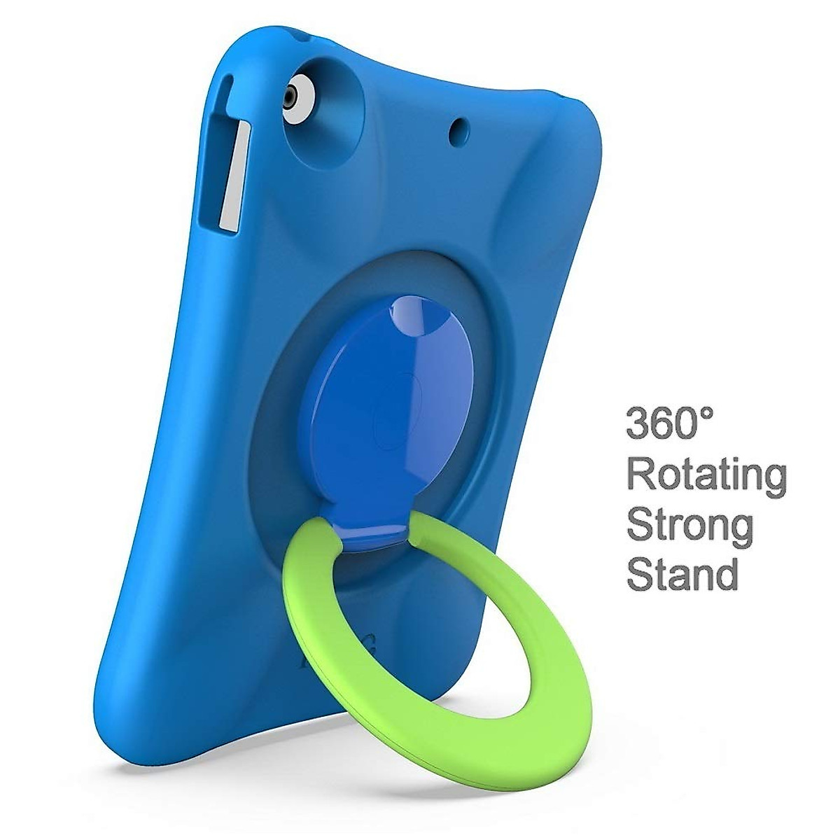 NLR FUN Pepkoo Kids Case for iPad, Shockproof Cover for 9.7” iPad 6th/5th Generation (2018/2017) / iPad Air 2 / iPad Air, Lightweight Full Body Protective with Foldable Handle/Stand Boy (Blue+Green)