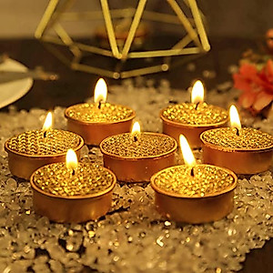 Efavormart Set of 9 Metallic Gold Unscented Tea Light Candles with Textured Design