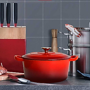 Cast Iron Enameled Dutch Oven - Cast Iron Pots for Bread Baking, Simmering, Chill storage, Stewing.