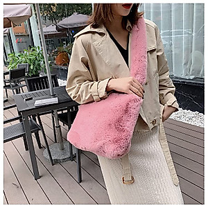 JARPSIRY Plush Underarm Bag Ladies Faux Fur Fluffy Crossbody Shoulder Bag Women Soft Furry Tote Handbag for Autumn and Winter