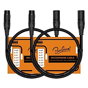 BestSounds XLR Microphone Cable 3ft, 2Pack XLR to XLR Cable - 3 Pins XLR Male to Female Balanced Mic Cable