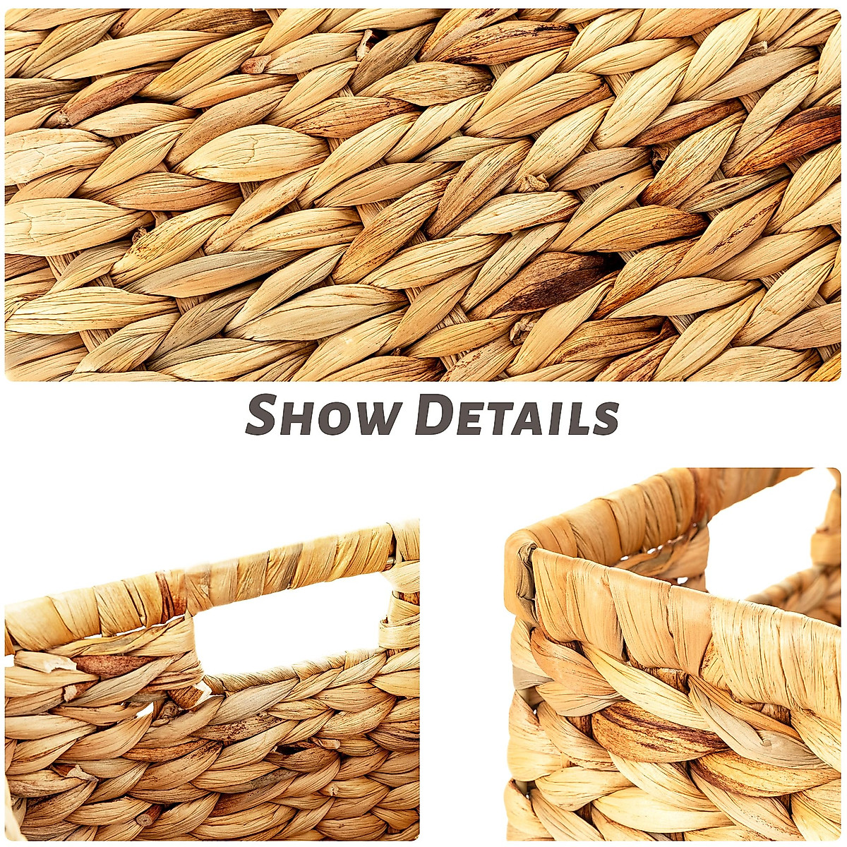 Rlosjin Wicker Storage Basket, Organization Basket, Storage Basket With Built-In Handles, Water Hyacinth Stand (2-Pack, Natural Hyacinth)11.4x11.4x7.1&9.8x9.8x6.5