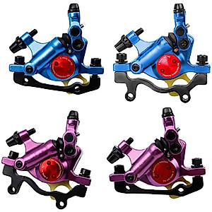 1 Pair Front & Rear HB-100 MTB Bike Hydraulic Disc Brake Calipers Aluminum Alloy Mountain Bike Road Bicycle Line Pulling Brake Clamp (Color : Purple, Size : Only Front)