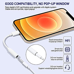 iPhone Headphone Jack Adapter, 2 Pack Lightning to 3.5 mm Earbuds Converter Aux Earphones Cable Audio Connector Cord Compatible with iPhone 12/SE/11/XR/Xs/X/8/iPad/iPod