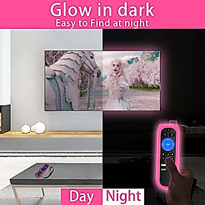 Remote for All Roku TV Remote for Element Hisense Onn TCL Haier Sharp Hitachi LG Sanyo JVC Magnavox RCA Philips Westinghouse Roku Built-in Smart TV with Glow Remote Case Cover - Pink