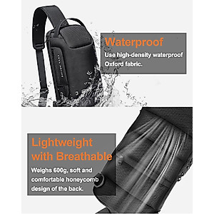 Voohek Sling Bag Backpack Cross Body Waterproof Anti-Theft Shoulder Daypack with USB Charging Port, Black