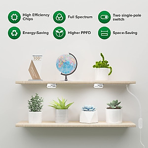 SANSI LED Puck Grow Light, 10W (150 Watt Equiv) Full Spectrum 2-Head Lamp for Plants with Ceramic Tech, Hanging Lights with ON/Off Switch for Plant Shelf Greenhouse Hydroponic