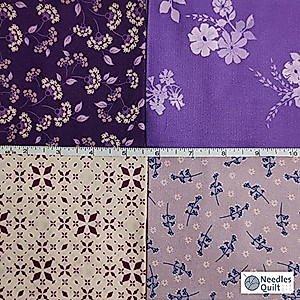 Needles Quilt Studio - 8 Fat Quarters 22" X 18" (Amethyst Garden) | Cotton Quilting Fabric Bundles - Quarter Yard Material for Sewing & Quilters - Precut Bundle Pattern Cloth Packs