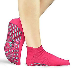 ELUTONG Pilates Yoga Non Slip Grips Socks 4 Pairs Sticky Ballet Workout Hospital Socks for Ladies