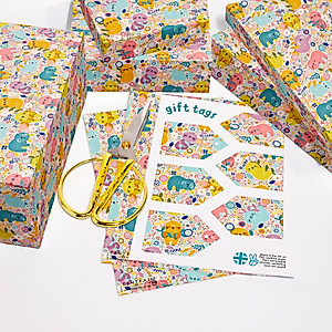 CENTRAL 23 Sloth Wrapping Paper Birthday - 6 Sheets of Animal Gift Wrap for Girls - New Baby - Floral - For Baby Shower Easter Baptism - Recyclable