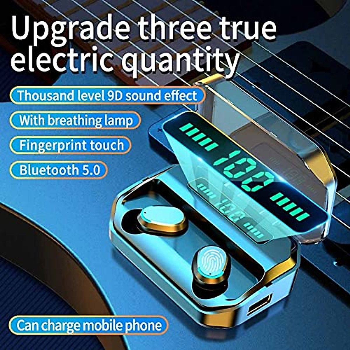 Wireless Headphones Touch Control Bluetooth 5.0 Earphones Earbuds TWS Sport Headset Noise Cancel LED Display Waterproof (Color : D)