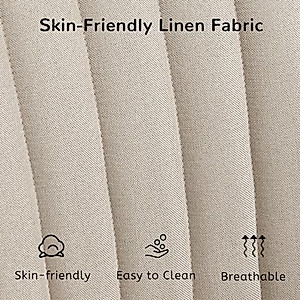 Furniliving 36.8'' Mid Century Modern Swivel Accent Chair for Living Room, Wood Desk Chair with Arms Mid Back Arm Chairs Upholstered Home Office Chair No Wheels for Home Office/Bedroom, Beige