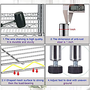 Storage Shelves Metal Wire Shelving Unit, 5-Tier NSF Heavy Duty Height Adjustable Utility Steel Garage Shelving with Leveling Feet, 36" L X 14" W X 72" H Commercial Grade Organizer Shelf Rack, Chrome
