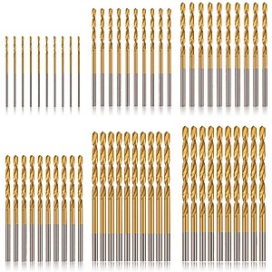 60 Pcs Titanium Twist Drill Bit Set Mini Micro Drill Bit Set 3/64"-1/8" Metal, High Speed Steel, Aluminum Alloy,Micro Drill Bit for Wood, Plastic Wood Drill Bit Sets