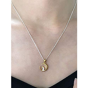 Cute Bunny Rabbit On The Moon Pendant Necklace for Women Teen Girls S925 Sterling Silver Hypoallergenic Dainty Tiny Crescent Choker 18" Chain Collar Delicate Animal Jewelry Gifts Box for Daughter