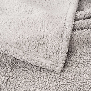 Baby Blanket or Pet Blanket, Comfy Soft Warm Blankets for Baby Girls and Boys, Dog and Cat, Plush Fleece Throw Blankets for Sofa, Couch, Travel and Camping (Sherpa 24"×32",2-pack, Light grey)