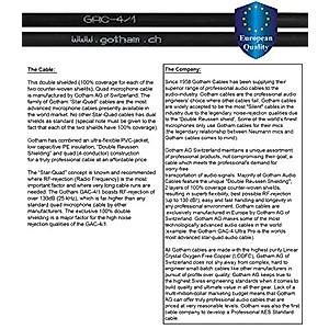 3 Foot RCA Cable Pair - Gotham GAC-4/1 (Black) Star-Quad Audio Interconnect Cable with Amphenol ACPL Black Chrome Body, Gold Plated RCA Connectors - Directional