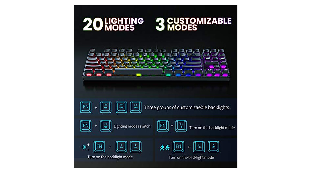 SIMGAL Wired Mechanical Keyboard and Mouse Combo, 89 Keys Rainbow ...