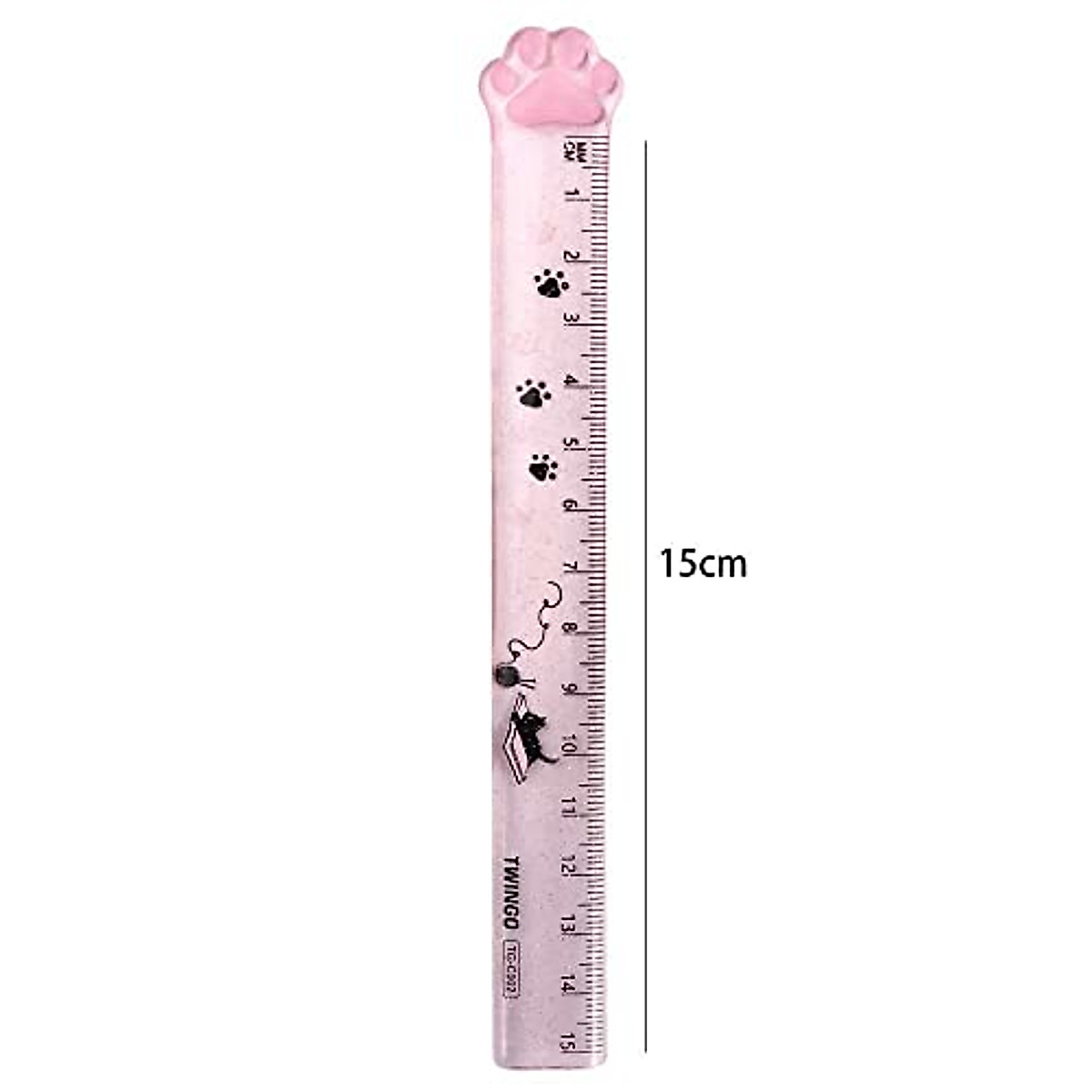 Straight Ruler 1PC Cute Cartoon Cats Claw Ruler Painting Plastic Rulers Portable Scale Ruler Measuring Ruler Stationery Office School Supplies(pink)