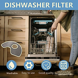 WPW10463906 Dishwasher Filter Replacement Part Assembly for Whirlpool W10463906 AP6021820, W10195360, 2312301, PS11755148, W10195360 (Grey)