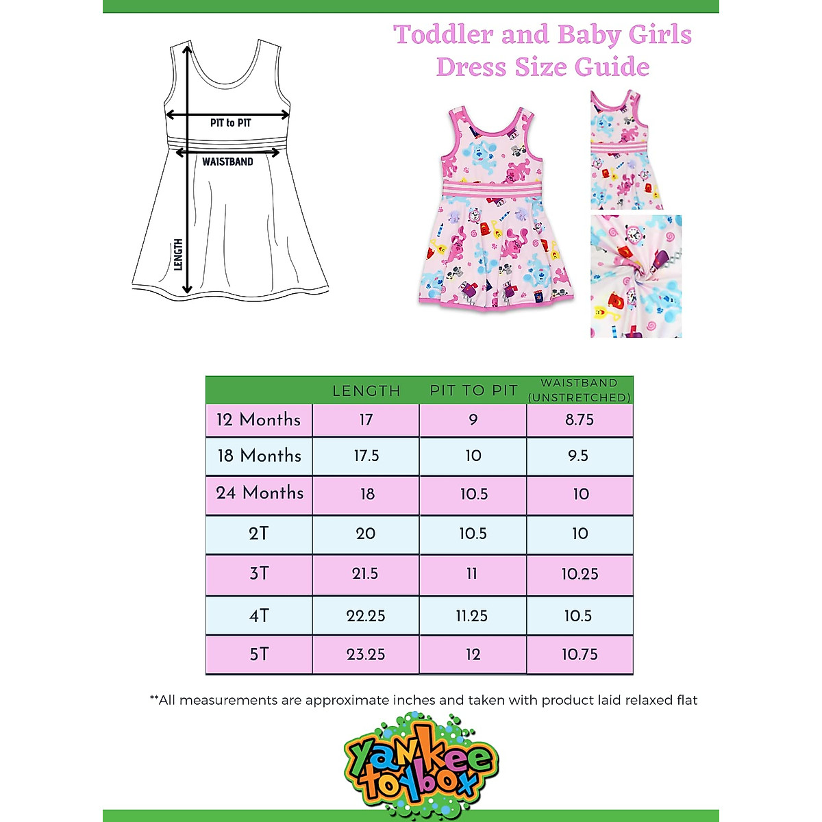 Blue's Clues & You Baby Toddler Girls Fit and Flare Ultra Soft Dress (24 Months, Baby Pink)