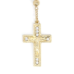 Me Plus 6mm CCB Beads Alloy Crucifix Cross Pendant Rosary Catholic Necklace 20" (R3G-GOLD)