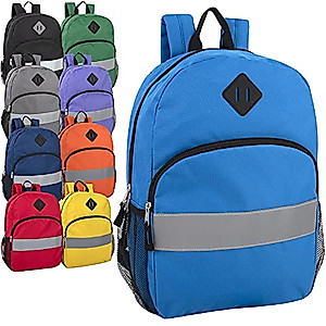 Trail maker Bulk Kids Reflective Backpack Wholesale 24 Pack Backpacks for School with Side Pockets, Padded