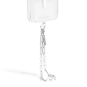 Case-Mate Phone Charm with Beaded Silver Pearls - Detachable Phone Lanyard, Hands-Free Wrist Strap, Adjustable Phone Strap Grip for Women - iPhone 15 Pro Max/ 14 Pro Max/ 13 Pro Max/ 12 - Silver Pearl