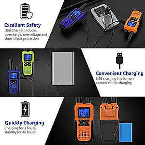 3 Long Range Walkie Talkies Rechargeable for Adults - NOAA 2 Way Radios Walkie Talkies 3 Pack - Long Distance Walkie-Talkies with Earpiece and Mic Set Headsets USB Charger Battery Weather Alert