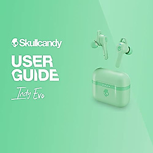 Skullcandy Indy Evo In-Ear Wireless Earbuds, 30 Hr Battery, Microphone, Works with iPhone Android and Bluetooth Devices - Mint