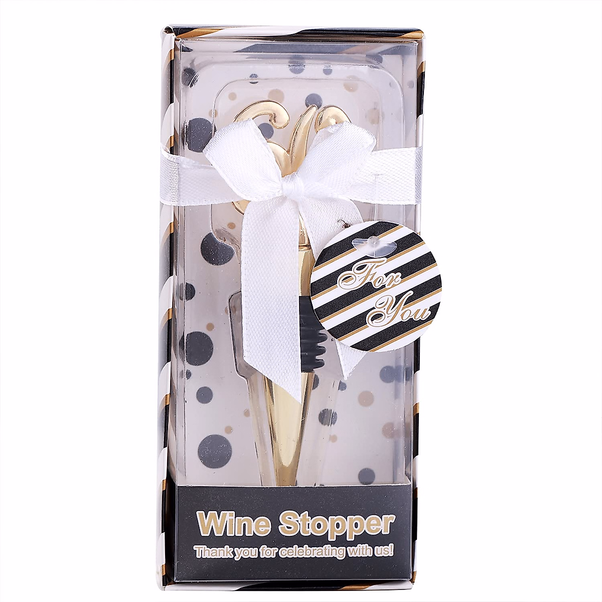 PARTYGOGO 12 Pcs Gold 60 Wine Bottle Stopper for Birthday Anniversary Favor,Beverage Bottle stoppers 60th Birthday Party Wedding Anniversary Keepsake Souvenir Decoration Gift Supplies (Gold 60, 12)