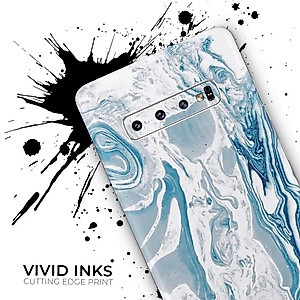 DesignSkinz Mixtured Blue 57 Textured Marble Protective Vinyl Decal Wrap Skin Cover Compatible with The Samsung Galaxy S20 (Screen Trim & Back Glass Skin)