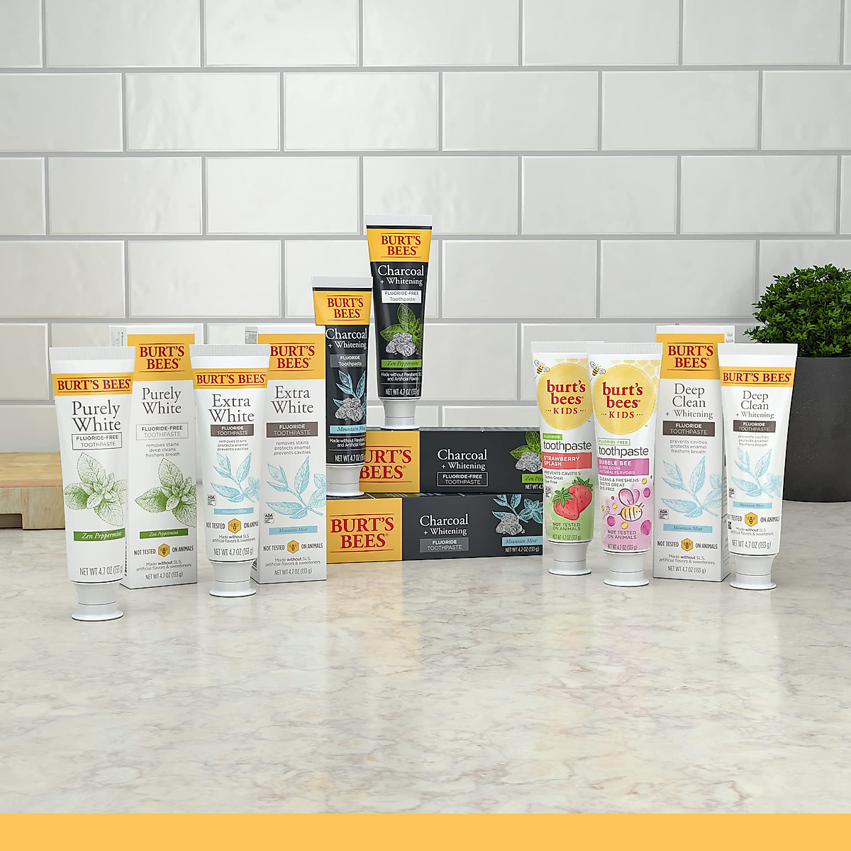 Burt's Bees Toothpaste, Natural Flavor, Fluoride Free Purely White, Zen Peppermint, 4.7oz 3 Count