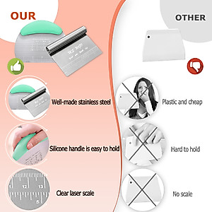 Dough Scraper Cutter Pastry Pizza Cutter Stainless Steel Tool with Scale Ruler, Kitchen Tool for Baking Cookie Dough Vegetable Bread