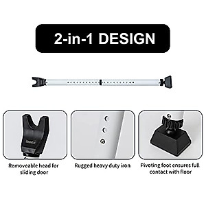 HonesaLoc 2-in-1 Door Security Bar & Sliding Patio Door Stopper Security Jammer Bar Child Proof Adjustable Constructed of High Grade Iron Window Doors Security Bars, White