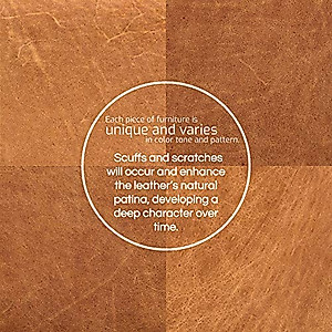 POLY & BARK Sorrento Leather Couch – 86-Inch Leather Sofa with Tufted Back - Full Grain Leather Couch with Feather-Down Topper On Seating Surfaces – Pure-Aniline Italian Leather – Cognac Tan