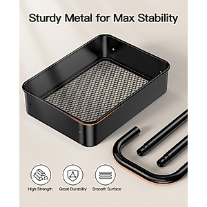 Pipishell 3-Tier Rolling Cart, Metal Utility Cart with Pegboard, Lockable Wheels & U-Shaped Handle, Storage Cart with 2 Hanging Cups & 4 Hooks for Living Room, Bedroom, Kitchen, Office (Black)