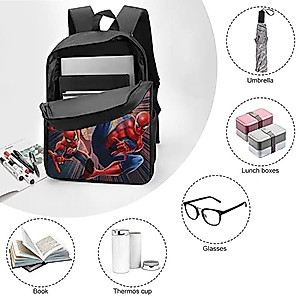 Vonpcaty Cartoon Backpack Set With Black Lunch Box for Boys Girls, Lightweight Laptop Travel Bag Waterproof Bookbag, 17 Inch