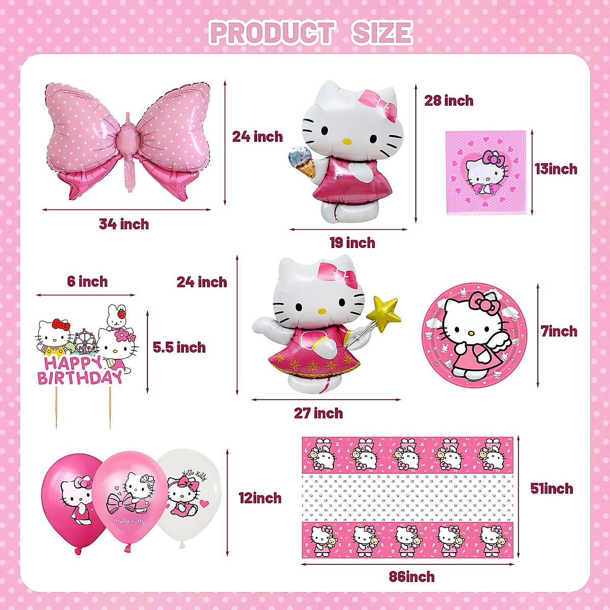 Kitty Birthday Party Supplies, 200 Pcs Cute Kitten Party Favor Pink Party Decorations includes Cake Topper, Tableware, Kitten Foils Balloons, Tattoos Stickers, Hanging Swirl