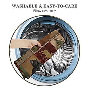 AIMSTONG Rustic Bear Body Pillow Cover Farmhouse Wild Animal Maple Leaf Moose Deer Country Style Long Case Protector with Zipper Western Cabin Large Cases Covers for Bed,Couch,Home Gifts 20''x54''