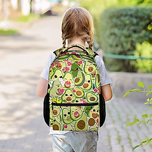 PAKKITOP Avocado Backpack for Kids Girls Boys, 16" Cute Backpack for School, Green Print Lightweight Bookbag for Students