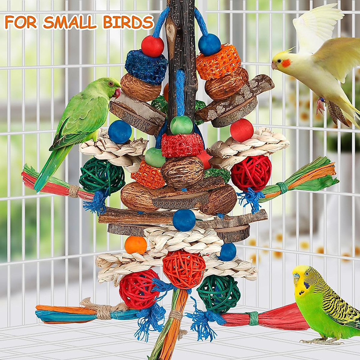 Bird Toys,Parrot Toys Exciting Chewing Fun for Parakeets,Cockatiels,Conures,Lovebirds,African Gray Cockatoos Amazon And Other Small Medium-Sized Parrot Natural Corn Cob Sturdy Nut (old bark)
